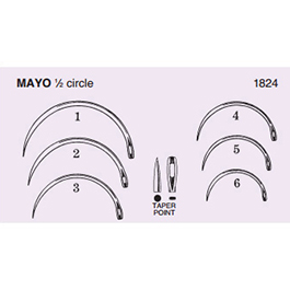 Surgical Needle, Mayo, 1/2 Circle, Taper Point, Size 3, Sterile ...